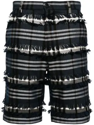 Henrik Vibskov Check-print Frayed Shorts