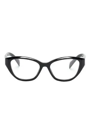 Prada Logo-engraved Cat-eye Glasses - Black