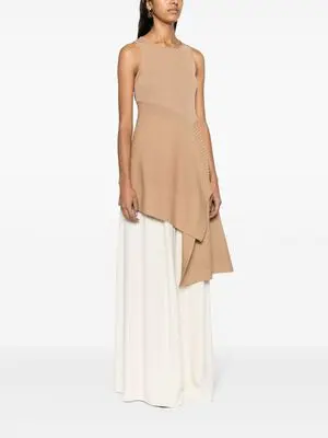 Viktor & Rolf Volant Asymmetric Peplum Top - Neutrals