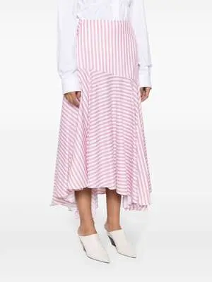 Viktor & Rolf Volant Striped Asymmetric Skirt
