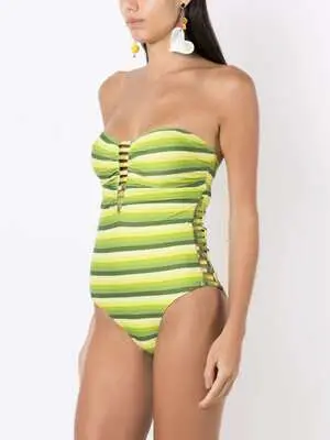 AMIR SLAMA Striped Cut-out One-piece Swimsuit