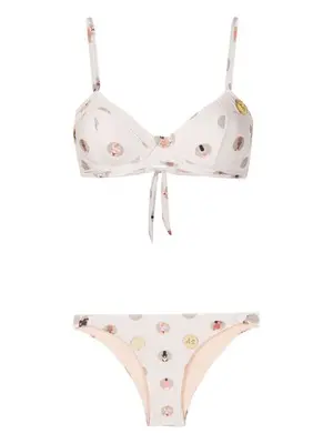 AMIR SLAMA Graphic-print Bikini Set - Neutrals