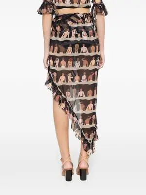 AMIR SLAMA Graphic-print Asymmetric Skirt