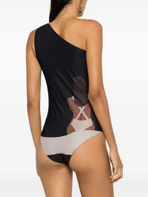 AMIR SLAMA Graphic-print One-shoulder Swimsuit