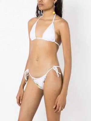 AMIR SLAMA Floral-print Triangle Bikini - White