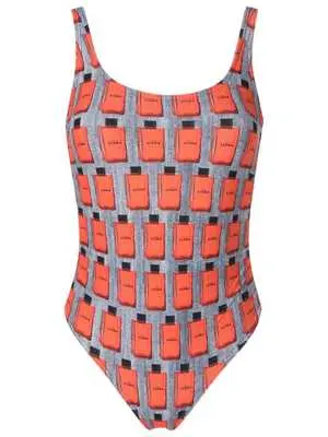 AMIR SLAMA Illustration-print Swimsuit - Orange