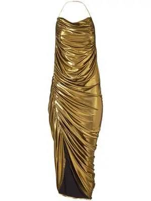 Marc Jacobs Metallic Draped Midi Dress - Gold