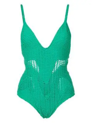 AMIR SLAMA Cut-out One-piece Swimsuit - Green