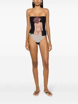 AMIR SLAMA Graphic-print Strapless Swimsuit