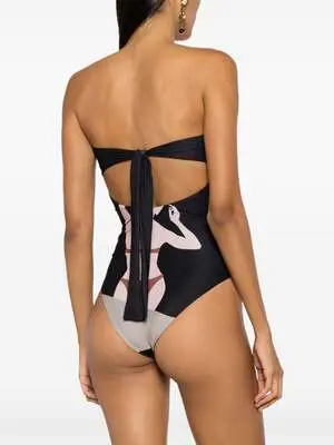 AMIR SLAMA Graphic-print Strapless Swimsuit