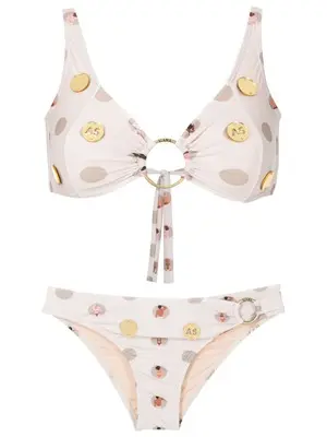 AMIR SLAMA Graphic-print Two-piece Bikini Set - Neutrals