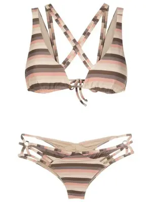 AMIR SLAMA Striped Bikini - Neutrals