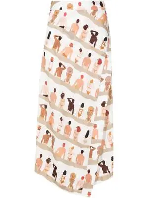 AMIR SLAMA Graphic-print Wrap Midi Skirt