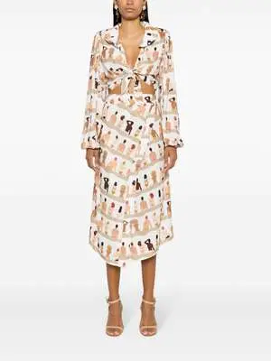 AMIR SLAMA Graphic-print Wrap Midi Skirt