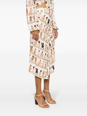 AMIR SLAMA Graphic-print Wrap Midi Skirt