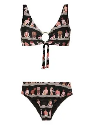 AMIR SLAMA Graphic-print Bikini - Black