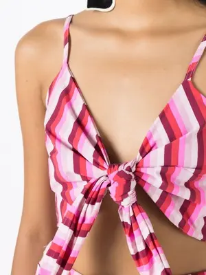 AMIR SLAMA Stripe-print Crop Top