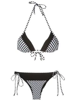 AMIR SLAMA Striped Triangle Bikini - Black