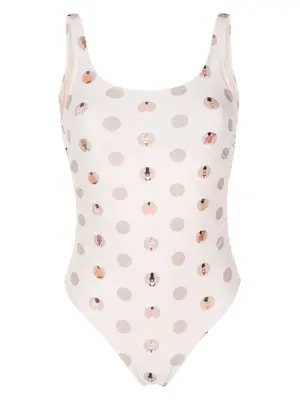 AMIR SLAMA Graphic-print Swimsuit - Neutrals