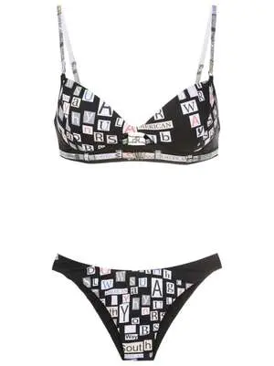 AMIR SLAMA Text-print Bikini - Black