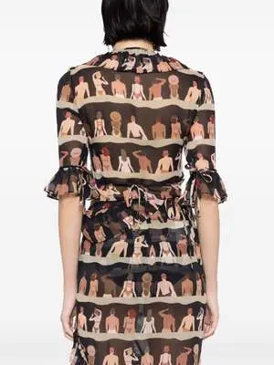 AMIR SLAMA Graphic-print Cropped Blouse