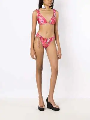 AMIR SLAMA Geometric Rose-print Bikini