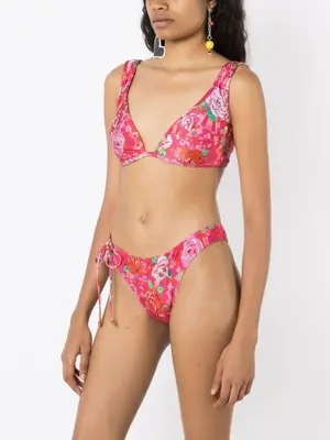 AMIR SLAMA Geometric Rose-print Bikini