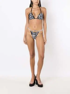 AMIR SLAMA Text-print Triangle Bikini