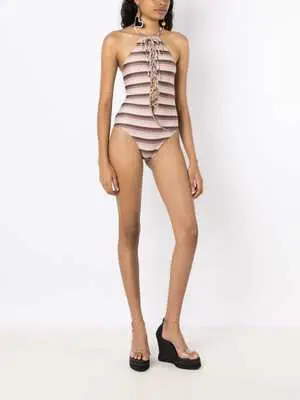 AMIR SLAMA Striped One Piece Swimsuit