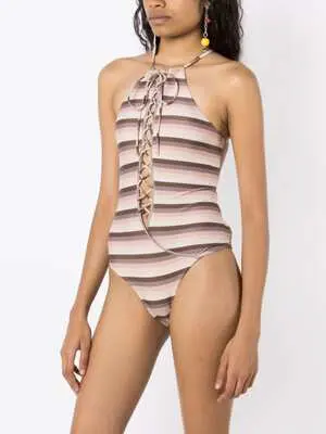 AMIR SLAMA Striped One Piece Swimsuit