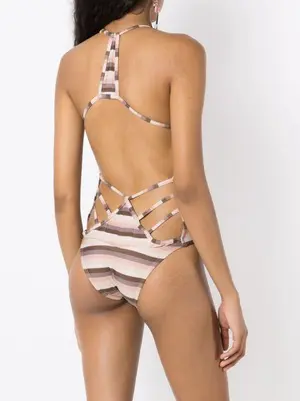 AMIR SLAMA Striped One Piece Swimsuit