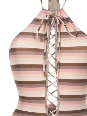 AMIR SLAMA Striped One Piece Swimsuit