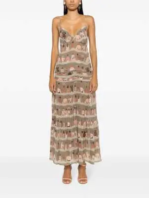 AMIR SLAMA Graphic-print Silk Maxi Dress