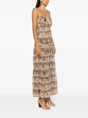 AMIR SLAMA Graphic-print Silk Maxi Dress