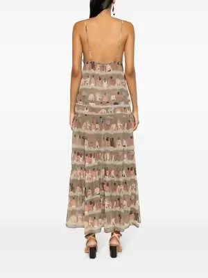 AMIR SLAMA Graphic-print Silk Maxi Dress