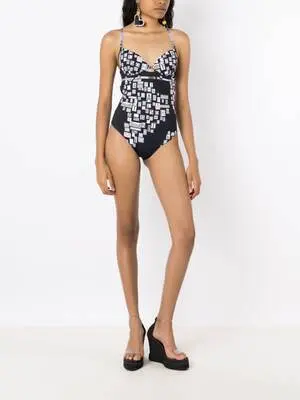 AMIR SLAMA Text-print Swimsuit
