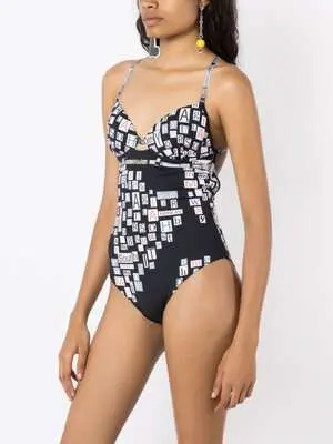 AMIR SLAMA Text-print Swimsuit