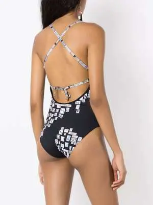 AMIR SLAMA Text-print Swimsuit