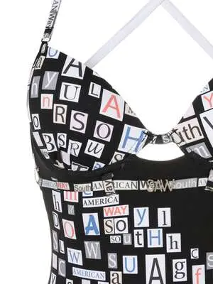 AMIR SLAMA Text-print Swimsuit