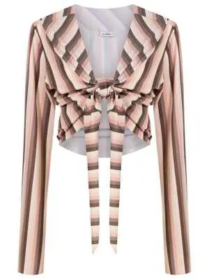 AMIR SLAMA Striped Crop Top - Neutrals