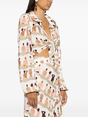 AMIR SLAMA Graphic-print Cropped Blouse
