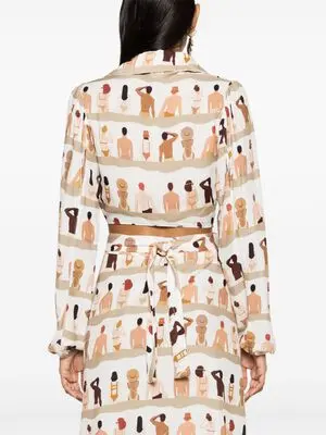 AMIR SLAMA Graphic-print Cropped Blouse