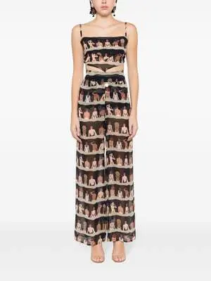 AMIR SLAMA Graphic-print Silk Trousers