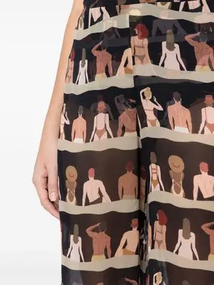 AMIR SLAMA Graphic-print Silk Trousers
