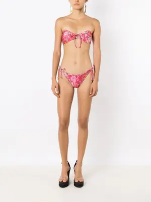 AMIR SLAMA Geometric Floral-print Strapless Bikini