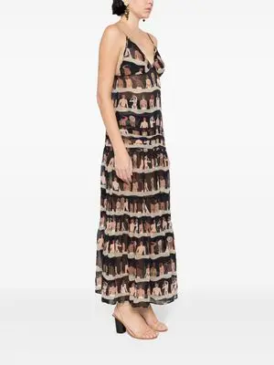 AMIR SLAMA Graphic-print Silk Maxi Dress