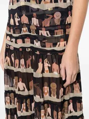 AMIR SLAMA Graphic-print Silk Maxi Dress