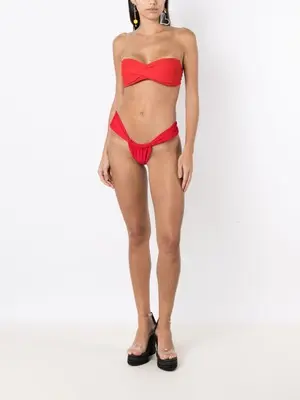 AMIR SLAMA Gathered Low-rise Bikini Bottom - Red