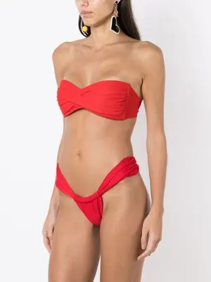 AMIR SLAMA Gathered Low-rise Bikini Bottom - Red