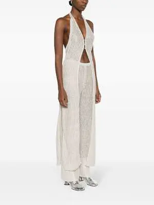 FORTE_FORTE Halterneck Pointelle-knit Maxi Top